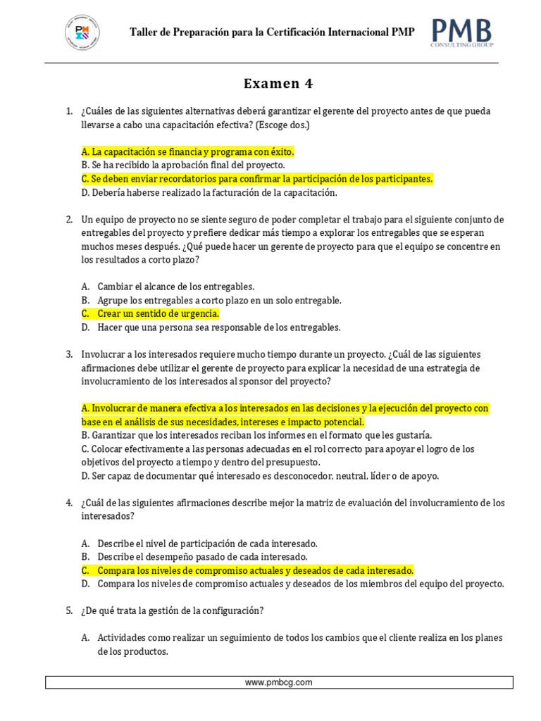 Examen 4 - Lección 4. Ejecutando El Proyecto - Claves | PDF
