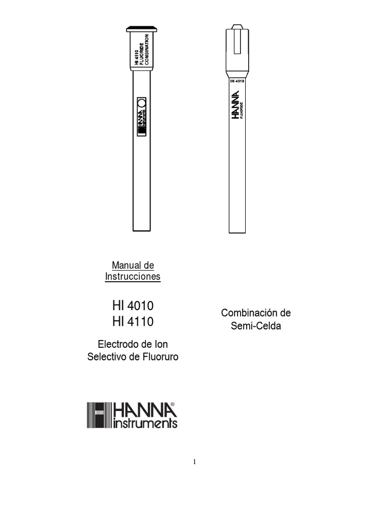 Manual Electrodos Fluoruro Hanna | PDF | Ph | Valoración
