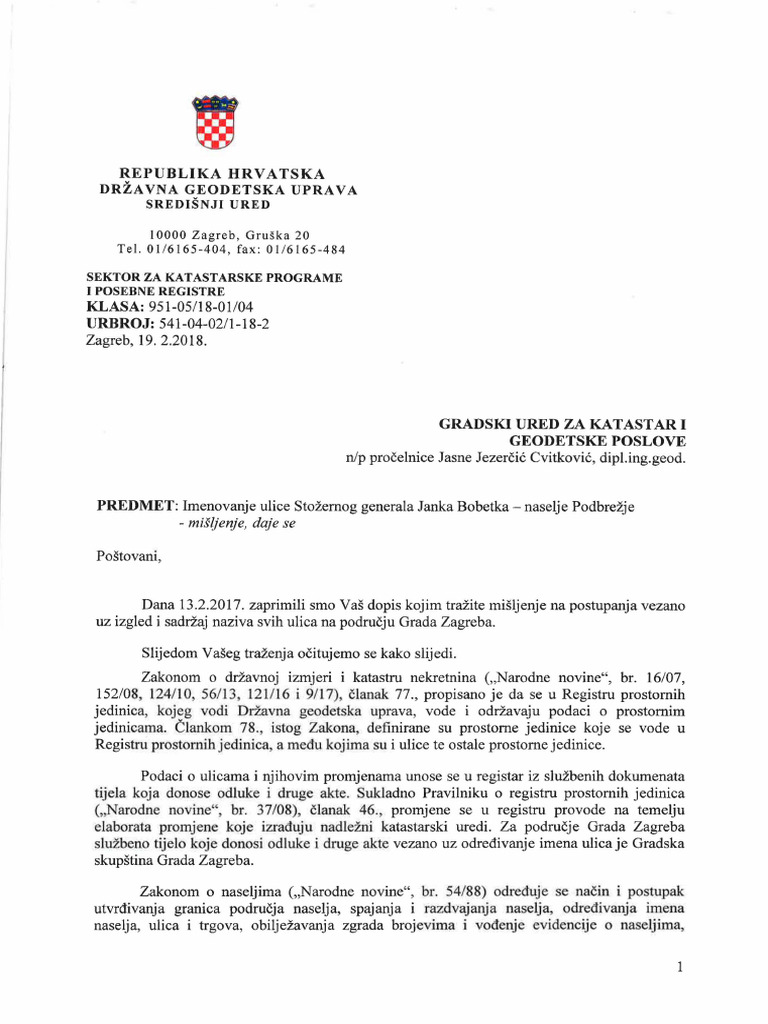 21 Dopis Državne Geodetske Uprave | PDF