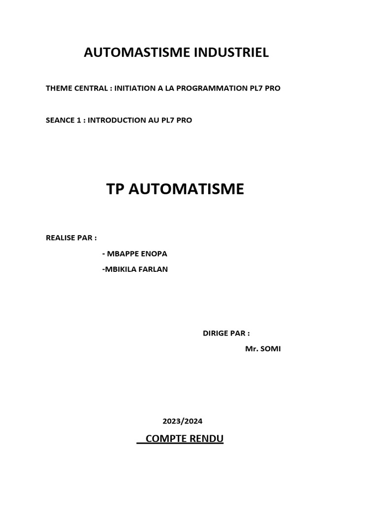 Initiation à PL7 Pro pour Automatisme | PDF | Ordinateurs