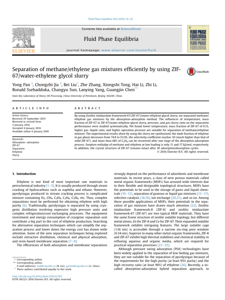 Separation of Ethylene Gas | PDF | Adsorption | Phase (Matter)