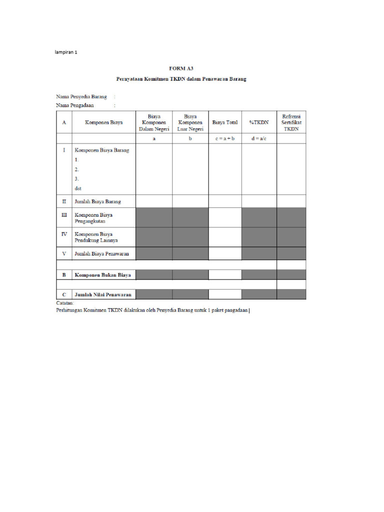 TKDN - Form A3 | PDF