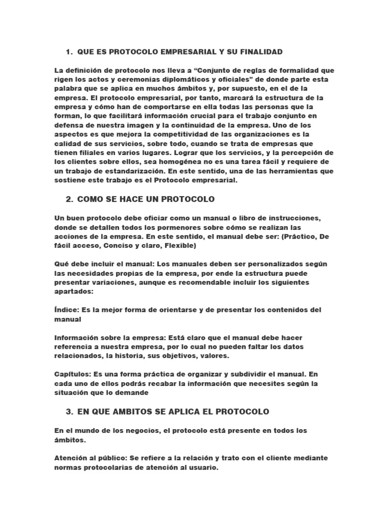 Definición de Protocolo Empresarial | PDF | Business | Información