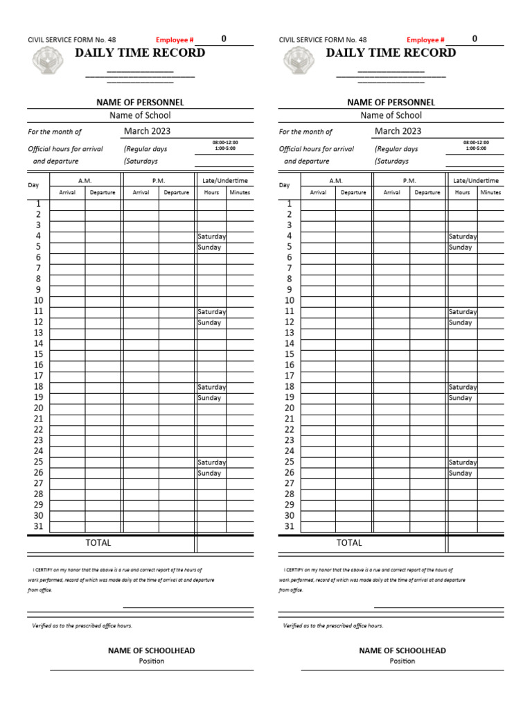 DTR Form 2023 Teachers (1) | PDF