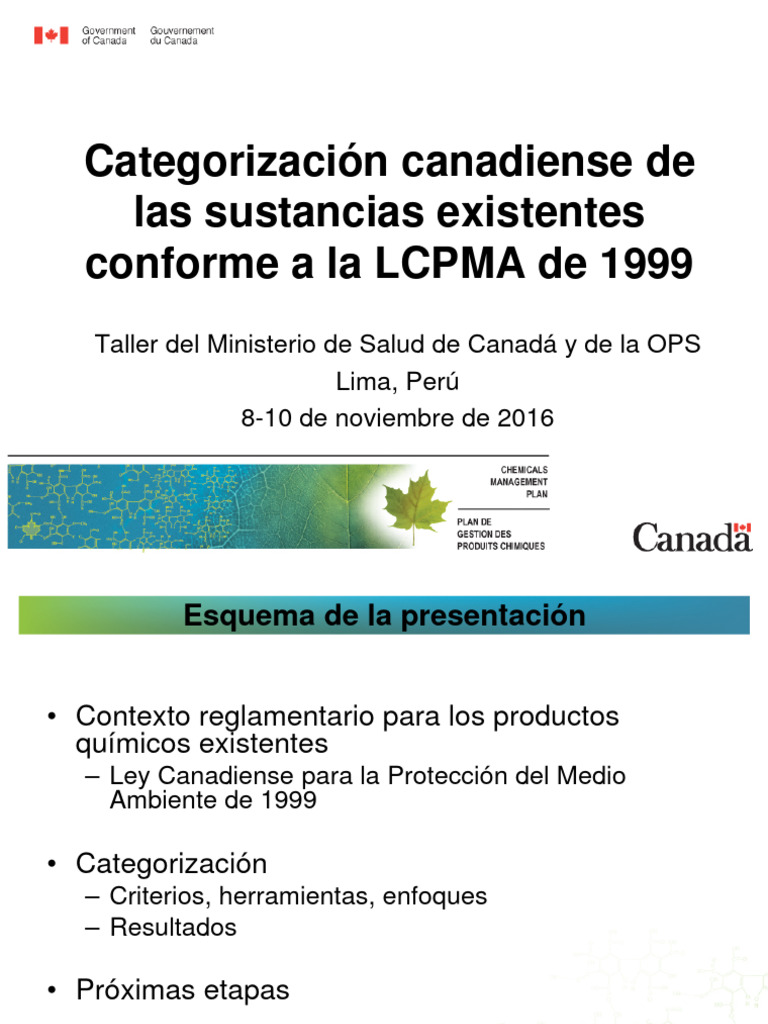 3 Canada S Categorization Prioritization Of Existing Substances Nov 2016 Spanish Pdf
