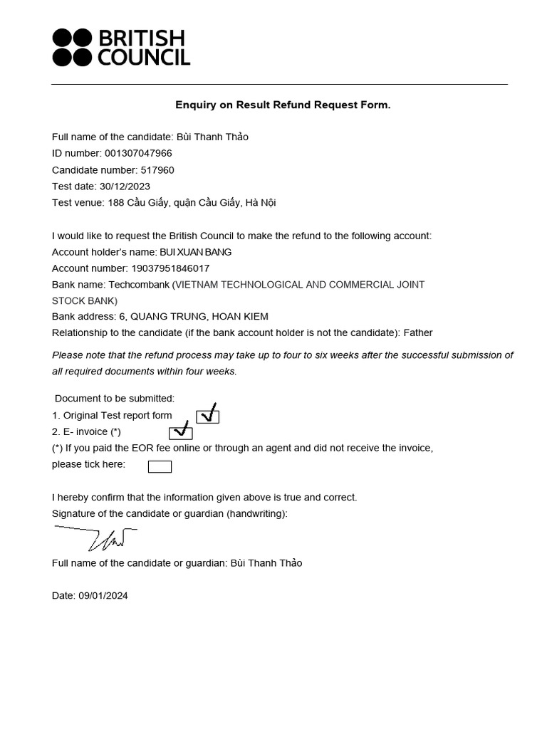 EOR Refund Form | PDF