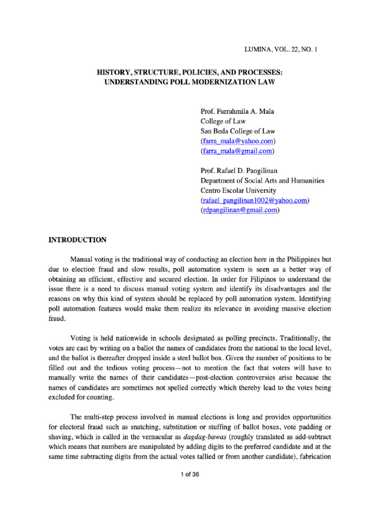 Philippine EJournals_ History, Structure, Policies, And Processes_ Understanding Poll ...