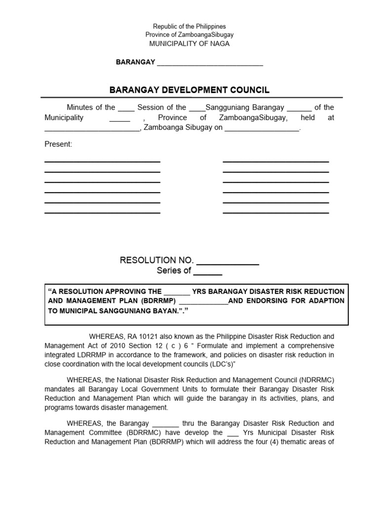 Bdc-Template BDRRMP | PDF | Emergency Management | Disaster Risk Reduction