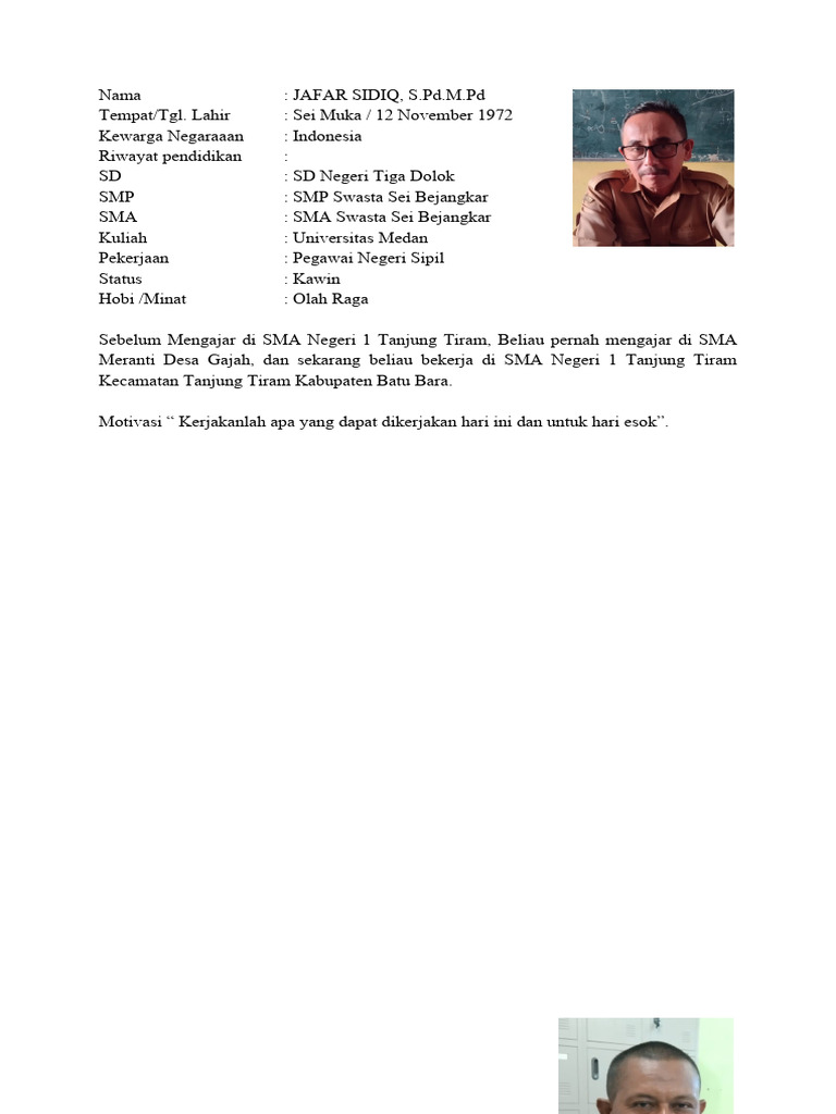 Biodata Bapak Jafar | PDF