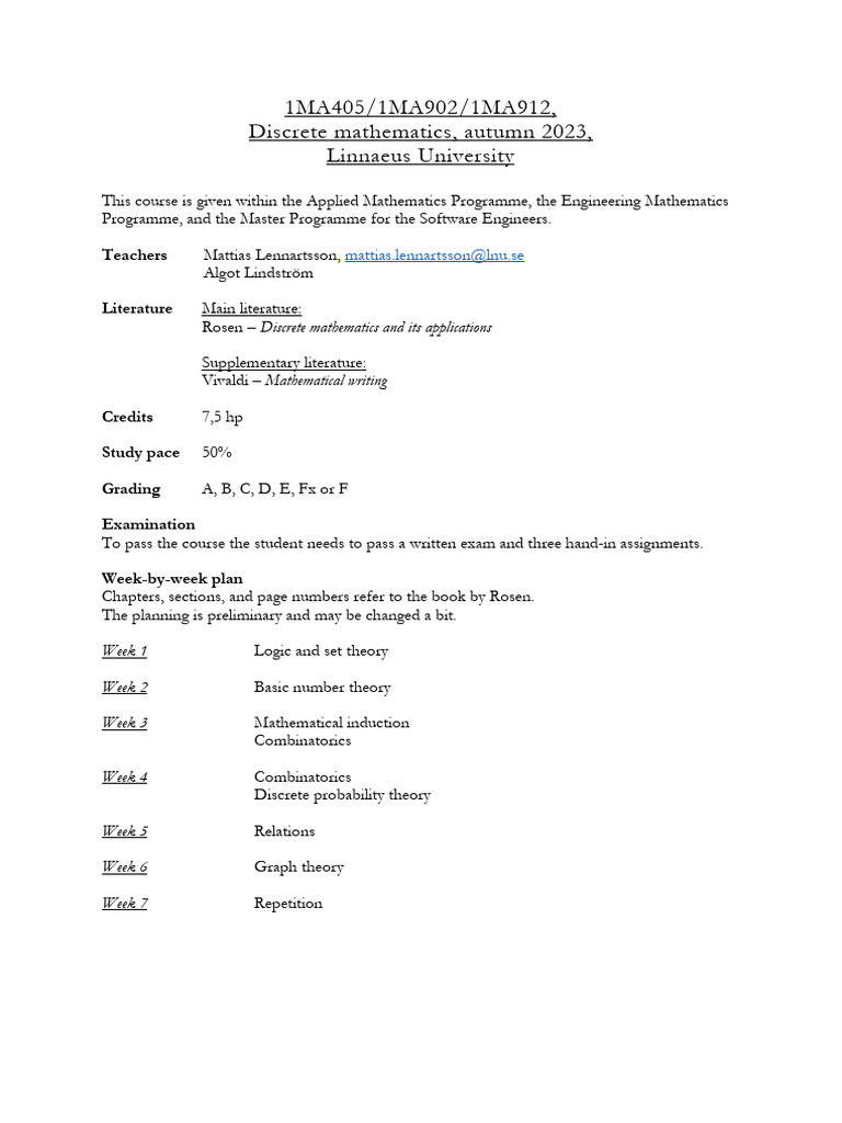 Discrete Math, Planning | PDF | Logic | Discrete Mathematics Discrete Math, Planning | PDF | Logic | Discrete Mathematics