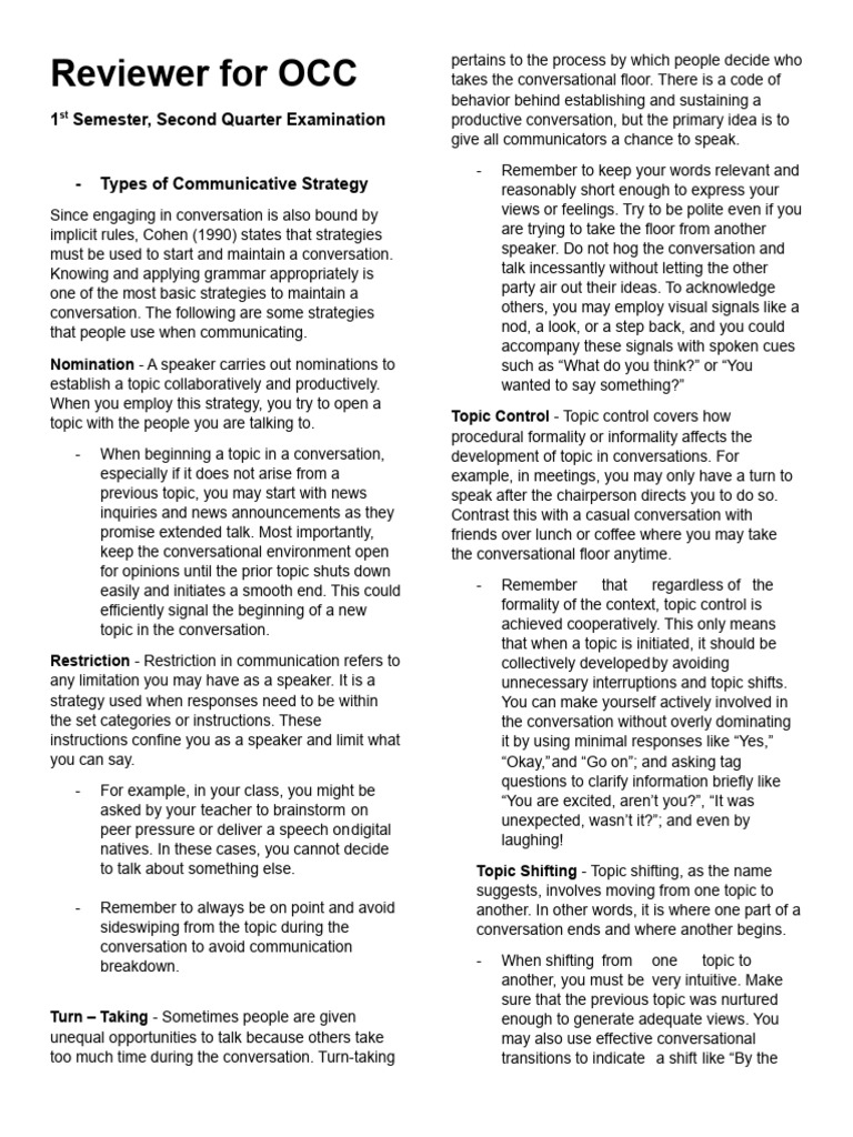 Reviewer For OCC | PDF | Communication | Conversation