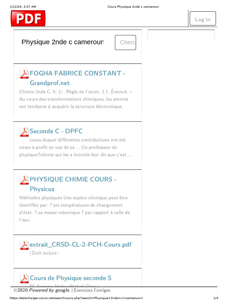 Cours de Physique-Chimie Seconde C | PDF