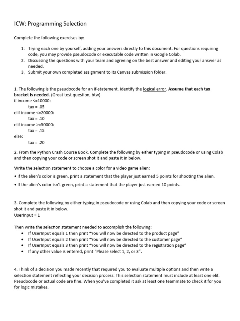 ICW Programming Selection | PDF ICW Programming Selection | PDF