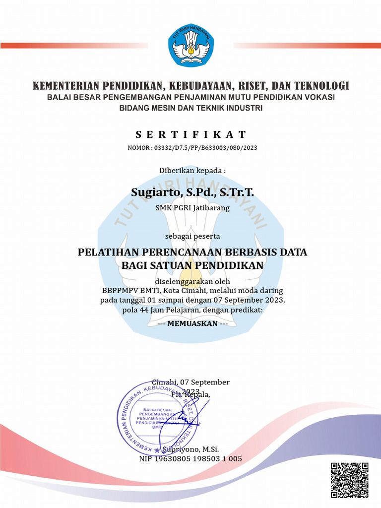 Sertifikat PBD Bmti | PDF