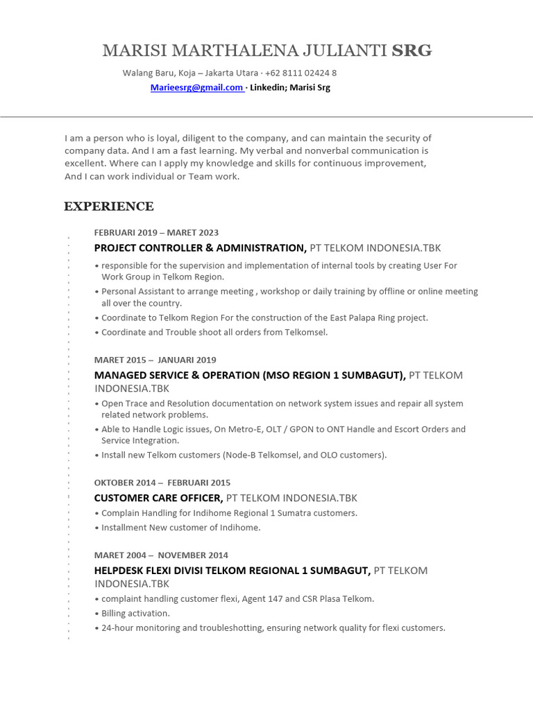 Project Controller & Admin Resume | PDF