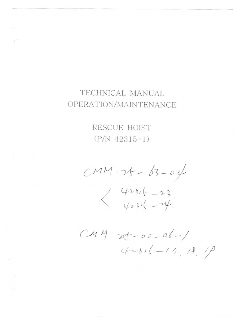 Rescue Hoist(PN 42315-1) | PDF