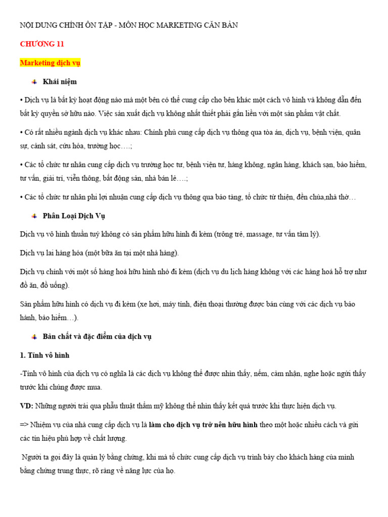 NỘI DUNG CHÍNH ÔN TẬP MKT CB | PDF