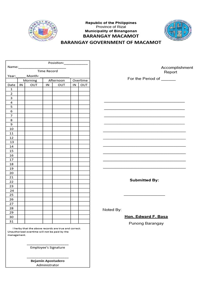 Barangay Macamot Barangay Government of Macamot: Republic of The ...