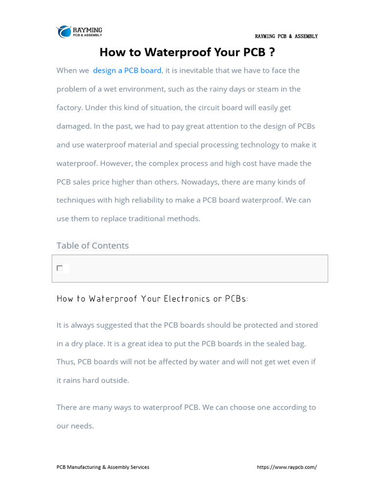 How To Waterproof Your PCB | Download Free PDF | Printed Circuit Board | Coating