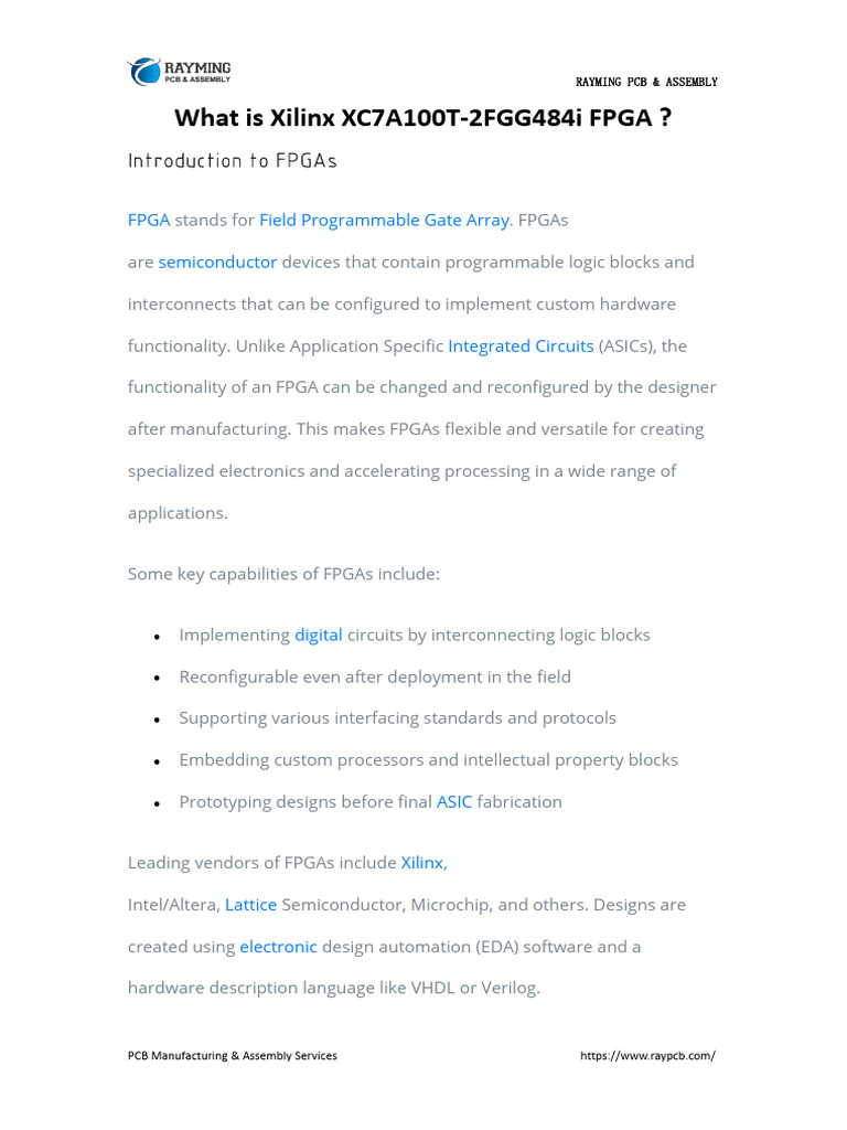 What Is Xilinx Xc7a100t-2fgg484i Fpga | Download Free PDF | Field Programmable Gate Array ...