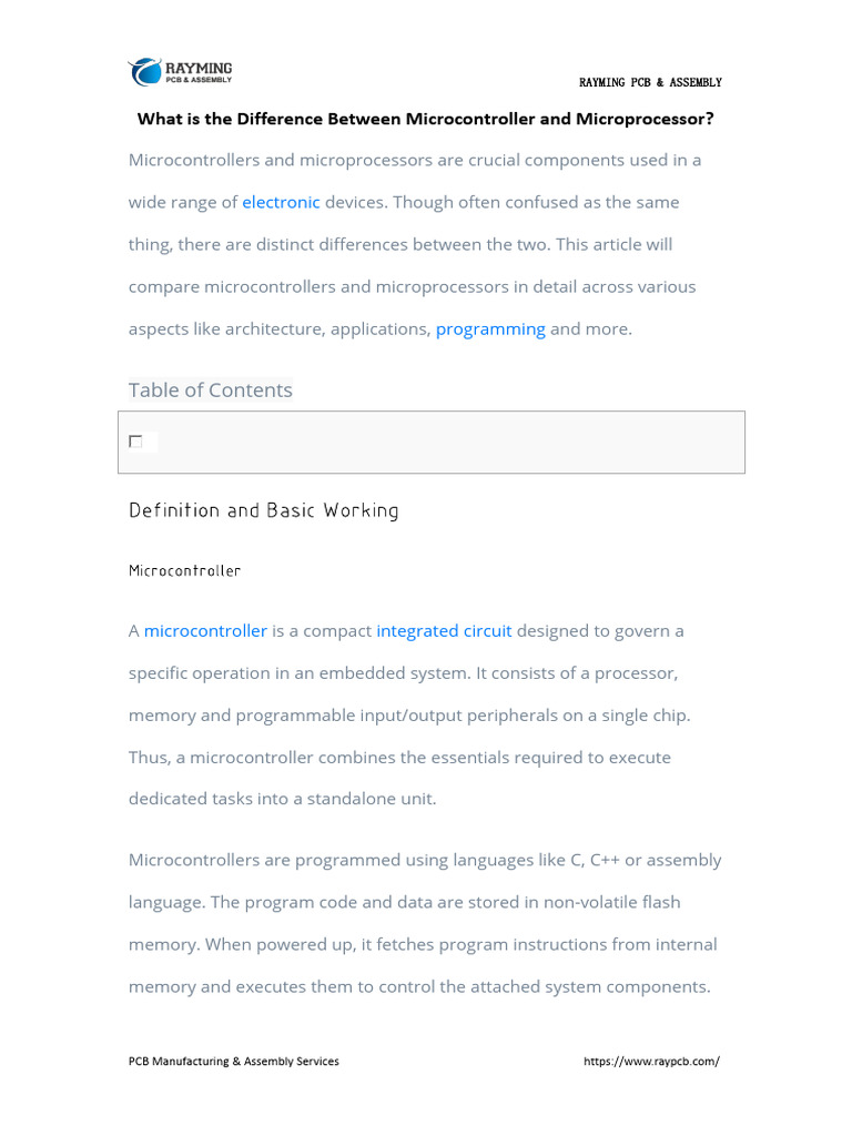 What is the Difference Between Microcontroller and Microprocessor | PDF | Microcontroller ...