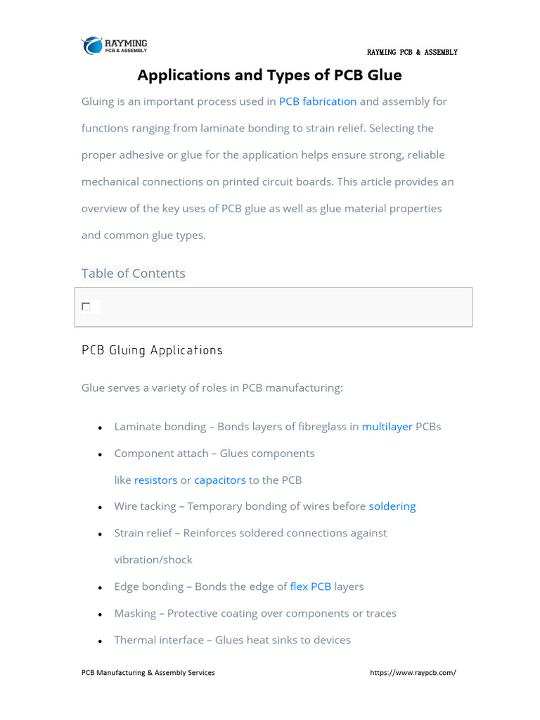 Applications and Types of PCB Glue | PDF | Printed Circuit Board | Adhesive