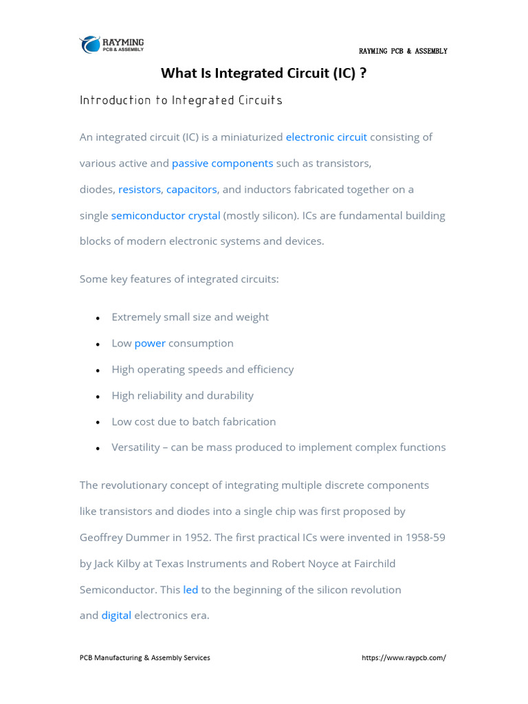 What Is Integrated Circuit (IC) | PDF | Integrated Circuit | Electronic ...
