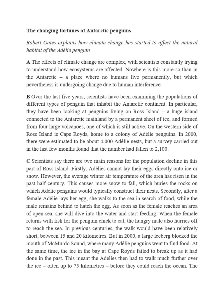 READING-The Changing Fortunes of Antarctic Penguins | PDF