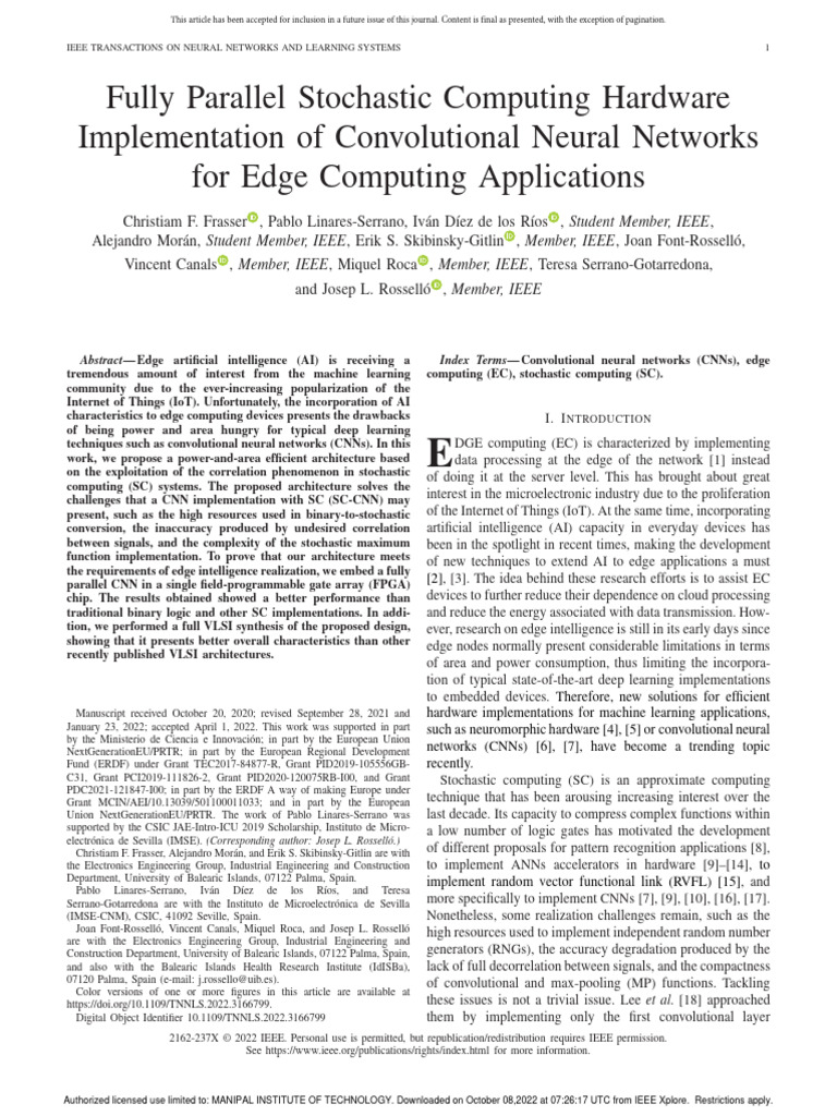 Fully Parallel Stochastic Computing Hardware Implementation of ... Fully Parallel Stochastic Computing Hardware Implementation of ...