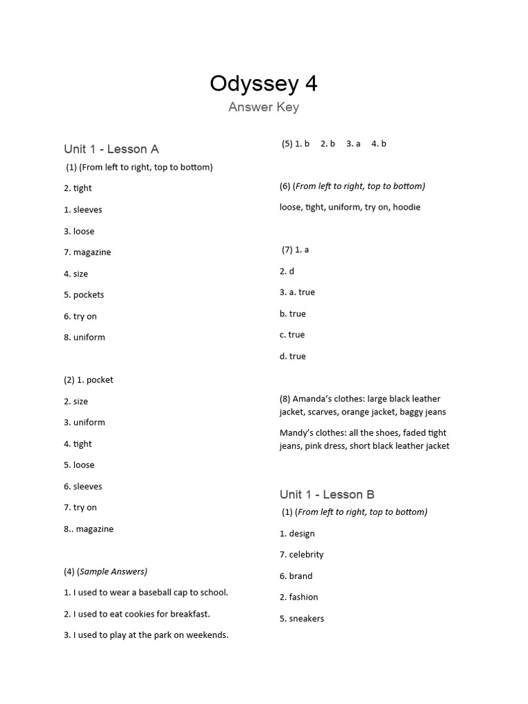 Odyssey 4 Answer Key Overview | PDF | Climate Change
