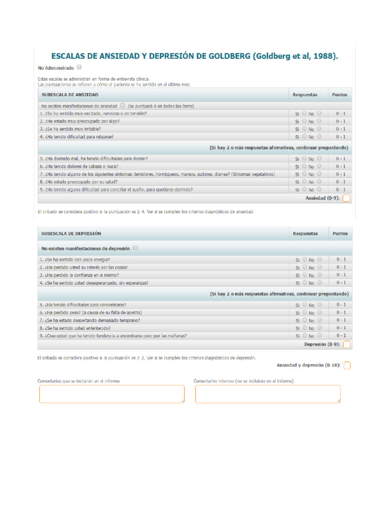 Ansiedad y Depresión (Goldberg) | PDF