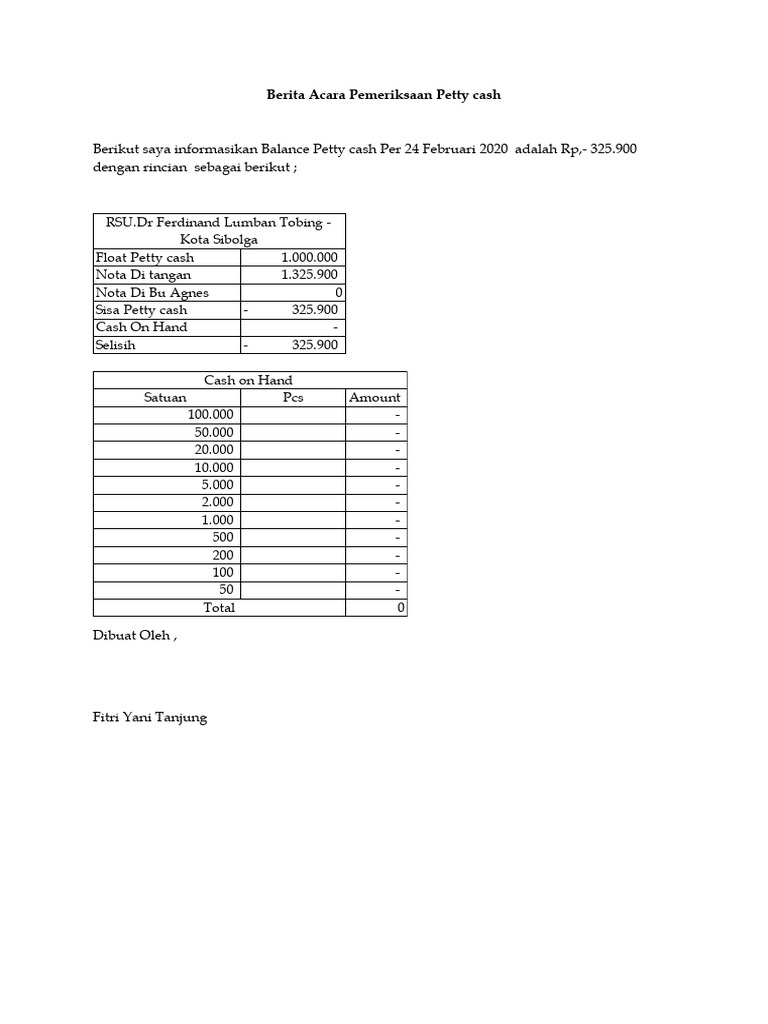 BA Petty Cash | PDF