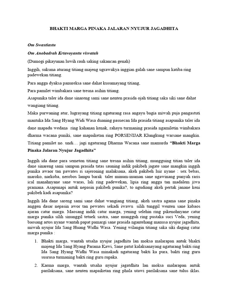 Bhakti Marga Pinaka Jalaran Nyujur Jagadhita | PDF