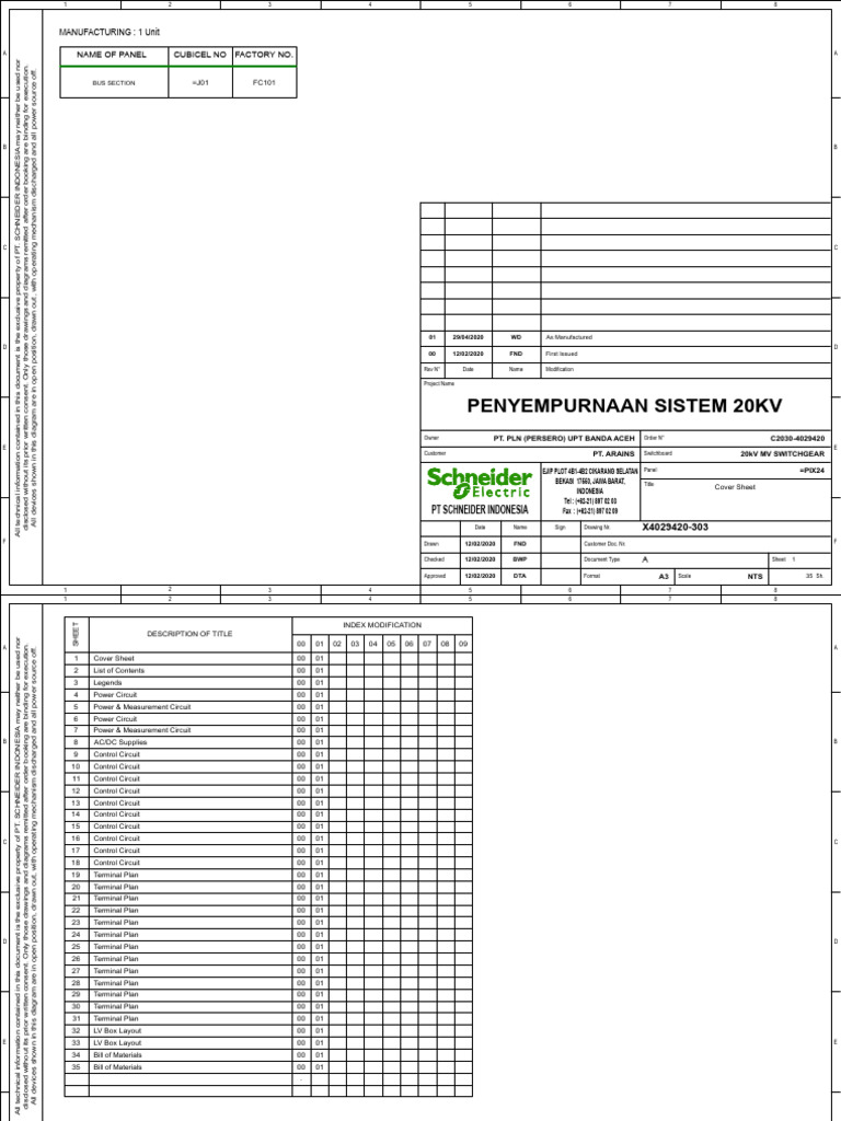 20kV MV Switchgear Panel Drawing | PDF | Relay | Switch