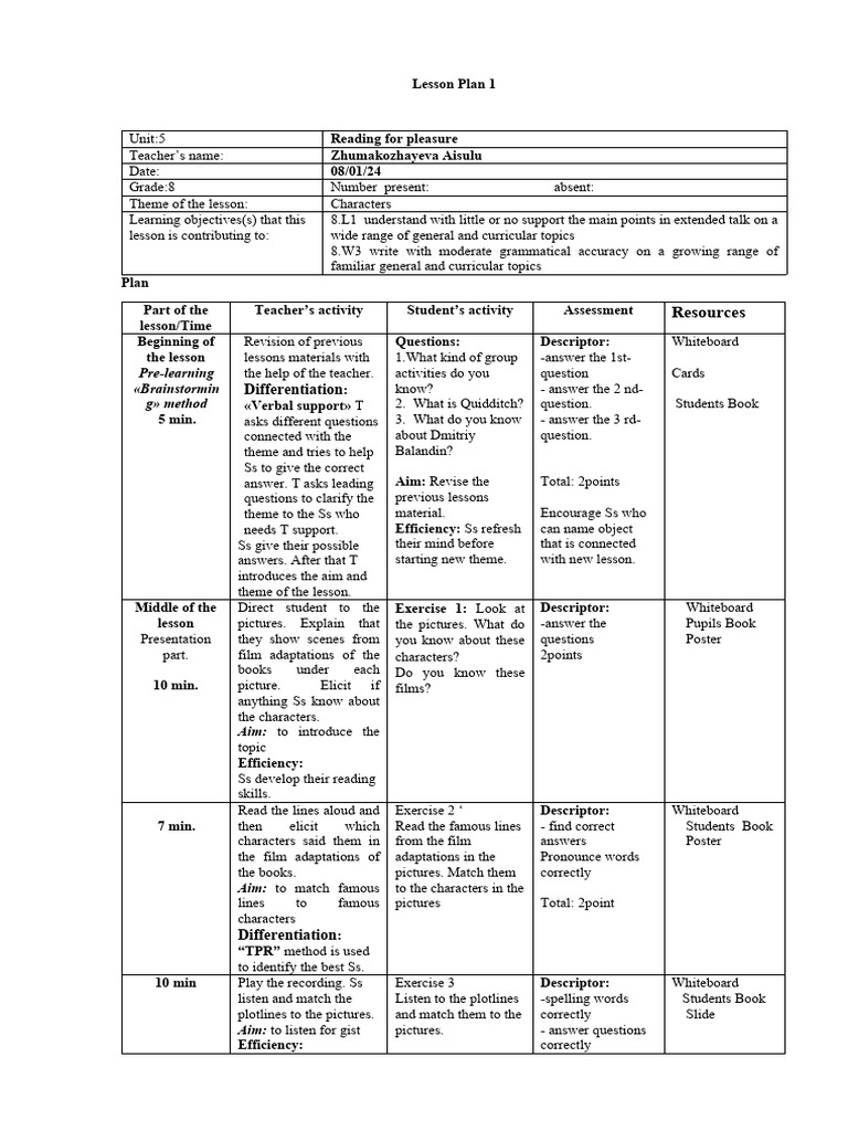 Lesson Plan 8 | PDF | Lesson Plan | Communication