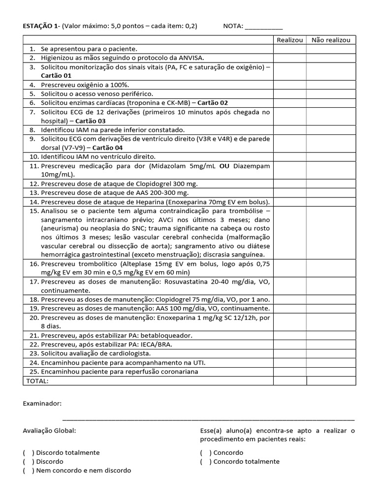 Checklist OSCE - IAM Parede Inferior | Download grátis PDF | Medicina ... Checklist OSCE - IAM Parede Inferior | Download grátis PDF | Medicina ...