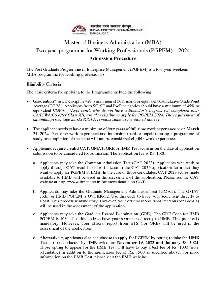 PGPEM Admission Process 2024 0 | PDF