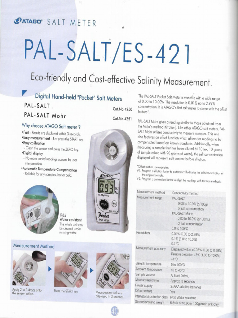 Atago Pal Salt Es 421 | PDF
