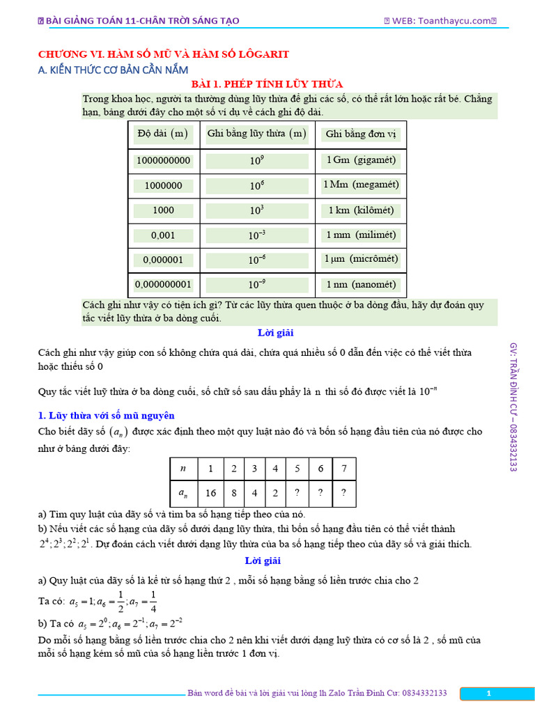 Bai Giang Ham So Mu Va Ham So Logarit Toan 11 CTST | PDF