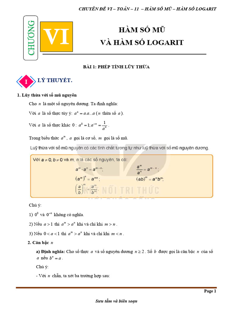 Chuyen de Ham So Mu Va Ham So Logarit Toan 11 CTST | PDF