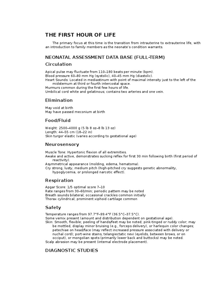 The First Hour of Life | PDF | Childbirth | Infants