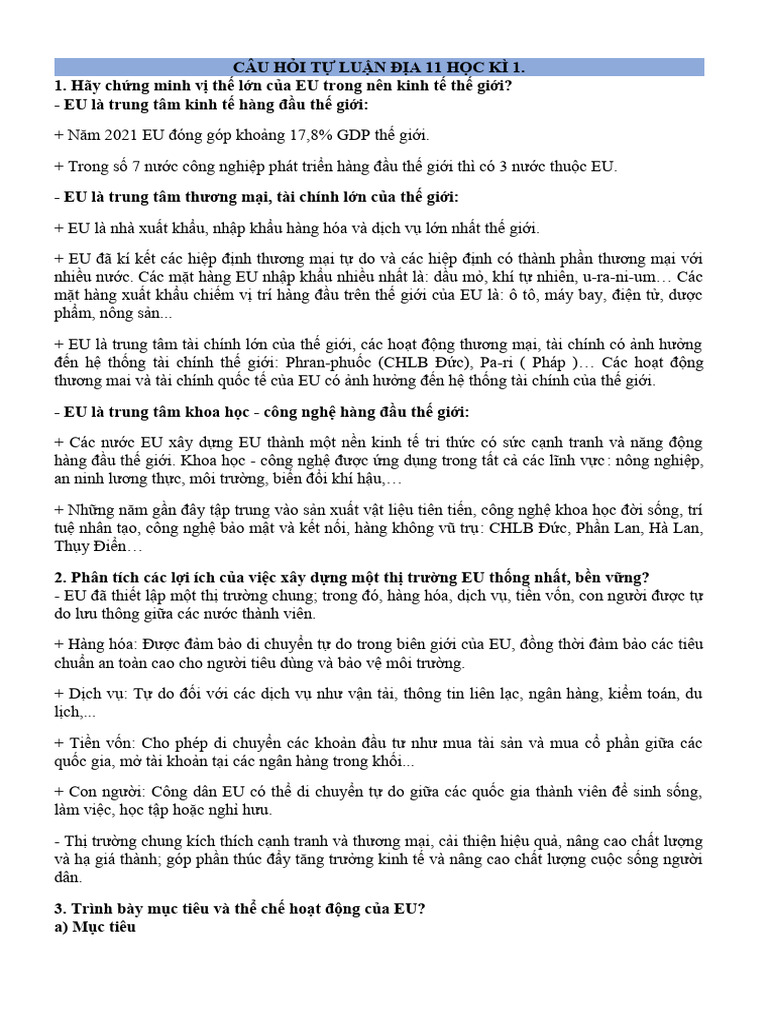 Ôn địa tự luận HK1 | PDF