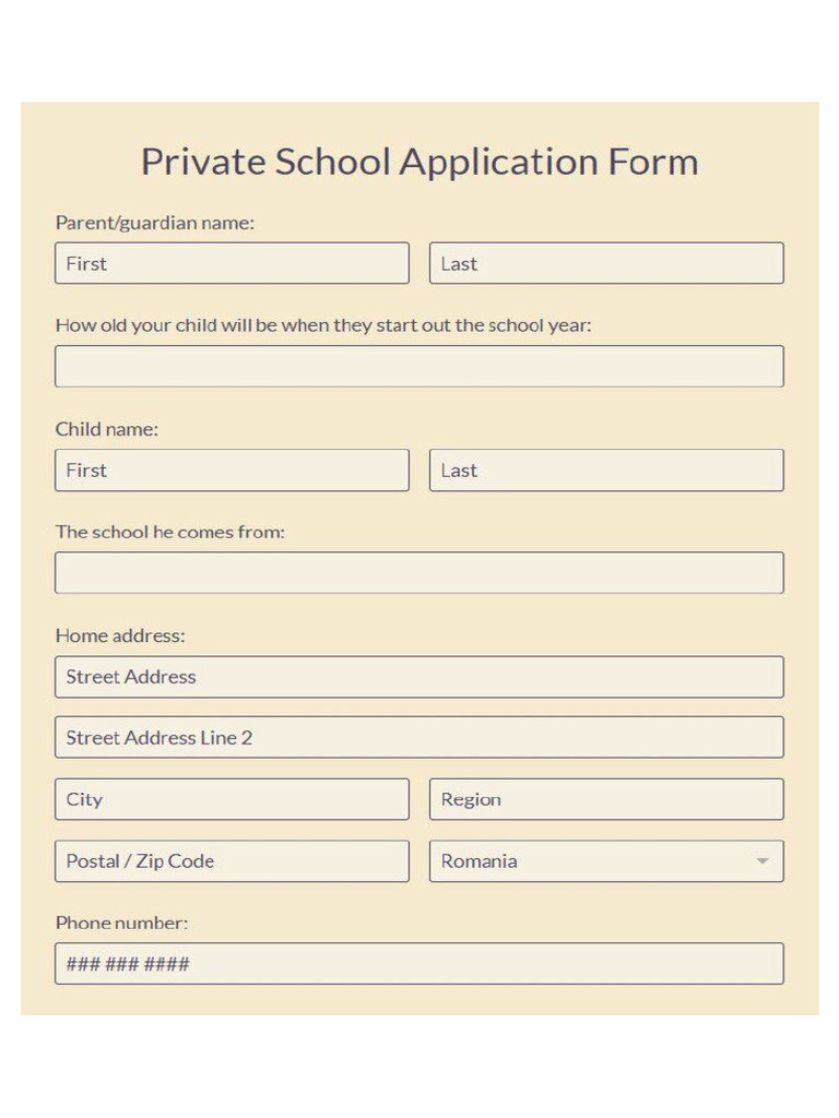 Private School Application Form | PDF