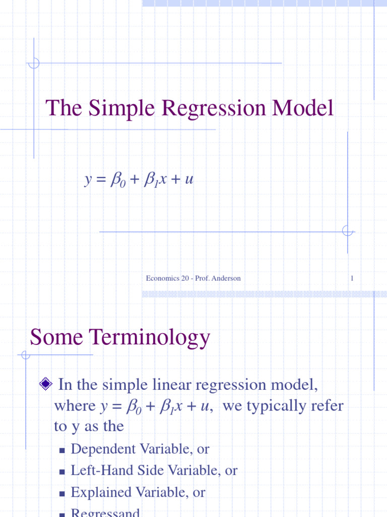 The Simple Regression Model: Economics 20 - Prof. Anderson 1 | PDF