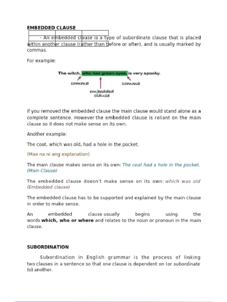 Embedded Sentences | PDF