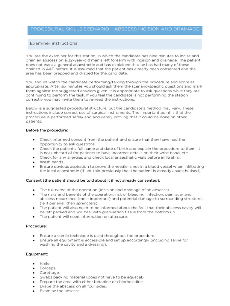 Abscess Incision and Drainage Procedure | PDF | Clinical Medicine ...