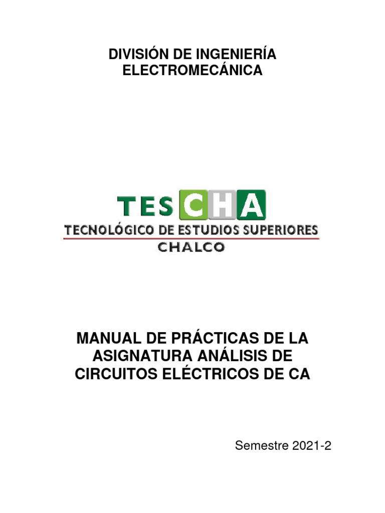 Practicas De Analisis De Circuitos Eléctricos De Ca Versión 2022 1