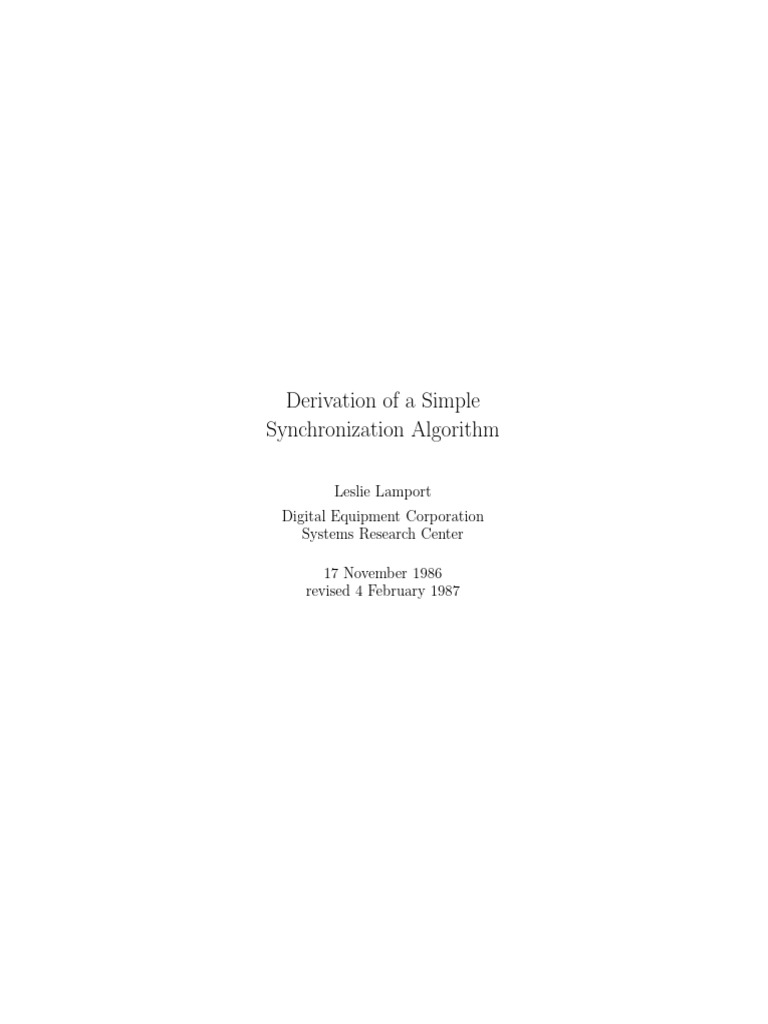Derivation Of A Simple Synchronization Algorithm Pdf