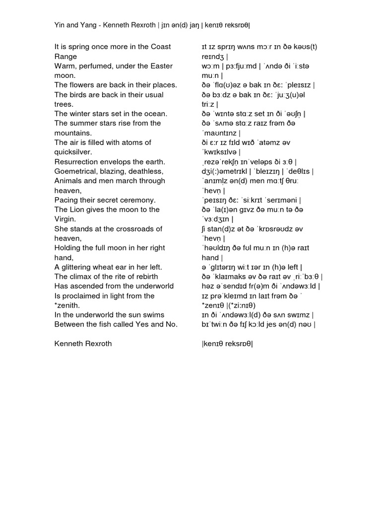 Kenneth Rexroth's Spring Poem | PDF