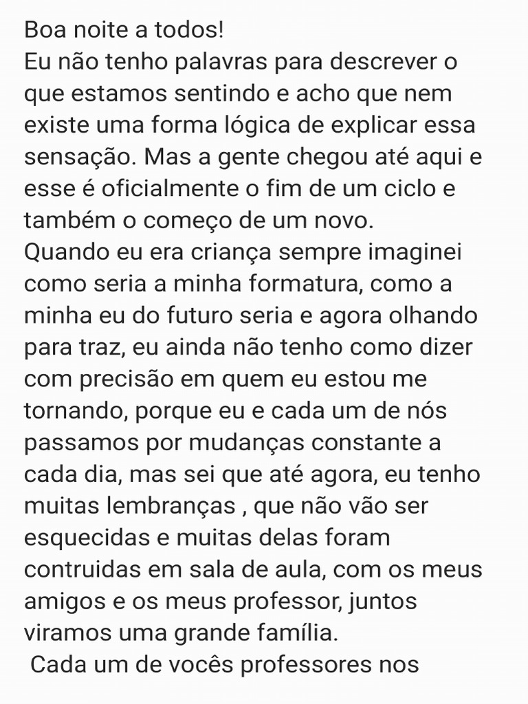 Discurso em Homenagem Aos Professores | PDF